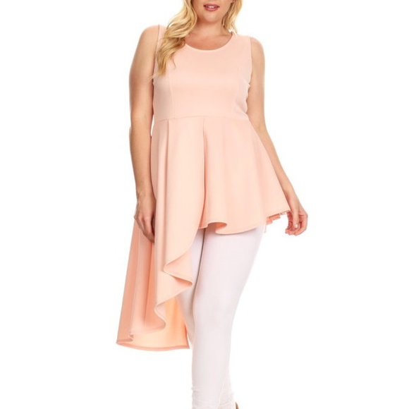 Tops | Plus Black Hi Low Side Ruffle Peplum Top Blouse | Poshmark